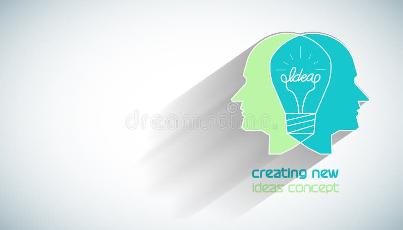 Human Head Light Bulb Two Heads ,Outline Logo,Text Creating New Ideas ...
