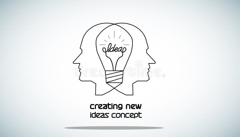 Human Head Light Bulb Two Heads ,Outline Logo,Text Creating New Ideas ...