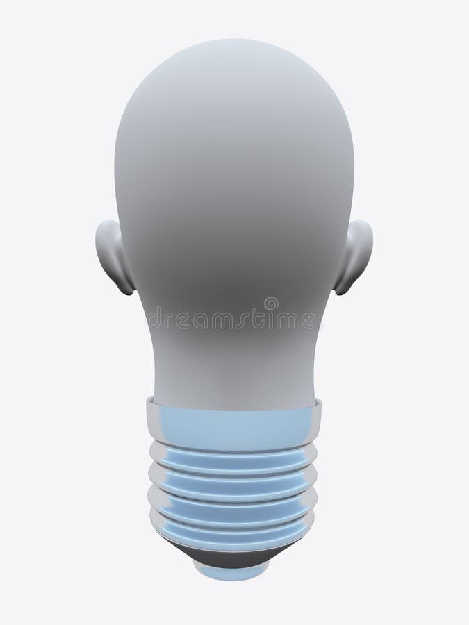 Human Head Light Bulb stock illustration. Illustration of confidence ...