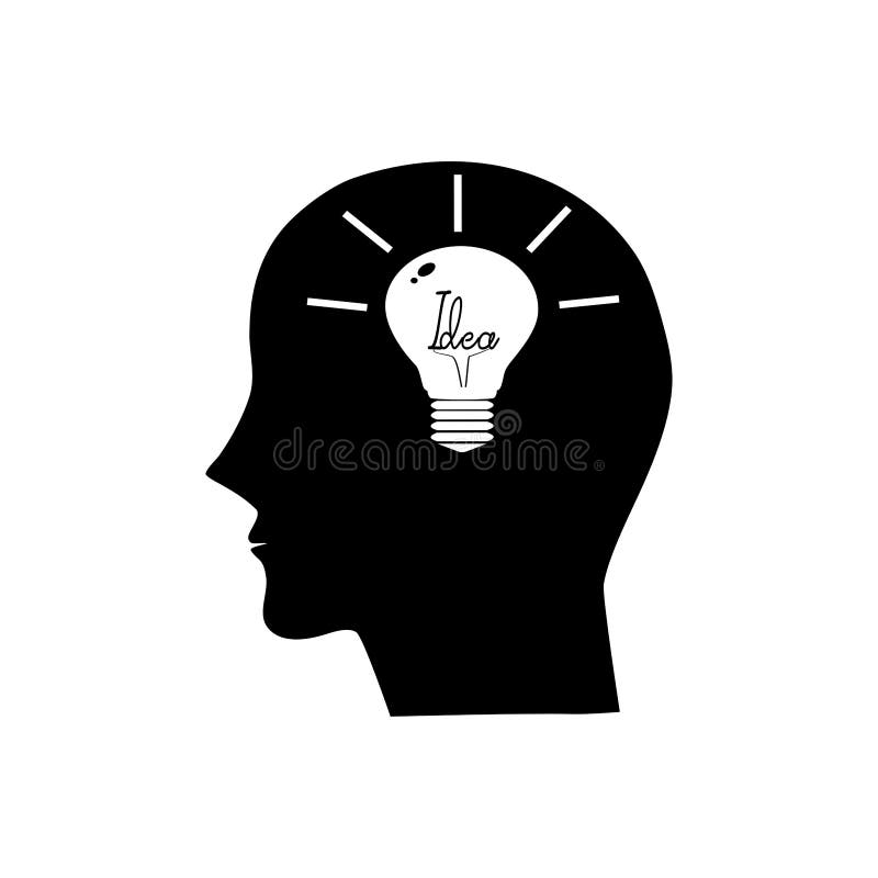 Human Head with Lightbulb Inside Glyph Icon. Creativity Stock Vector ...