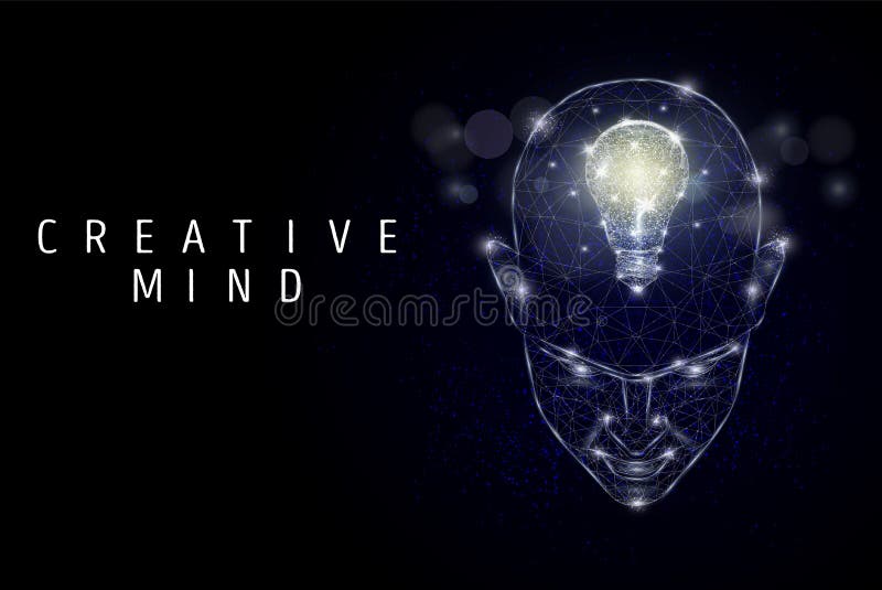 Creative Mind Poster, Banner Template, Vector Polygonal Art Style ...