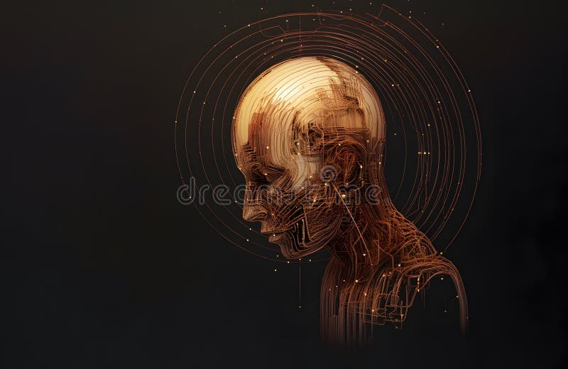 Human Head with Lines. AI, Thought, Mind, Knowledge, Brain Power ...