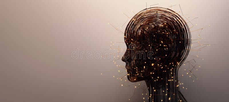 Human Head with Lines. AI, Thought, Mind, Knowledge, Brain Power ...