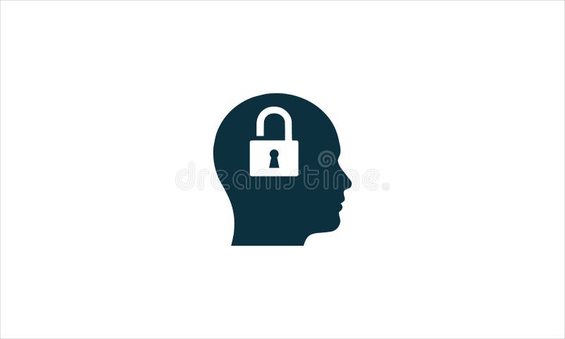 Human Head with Lock Icon Logo Design Template Element. Vector ...