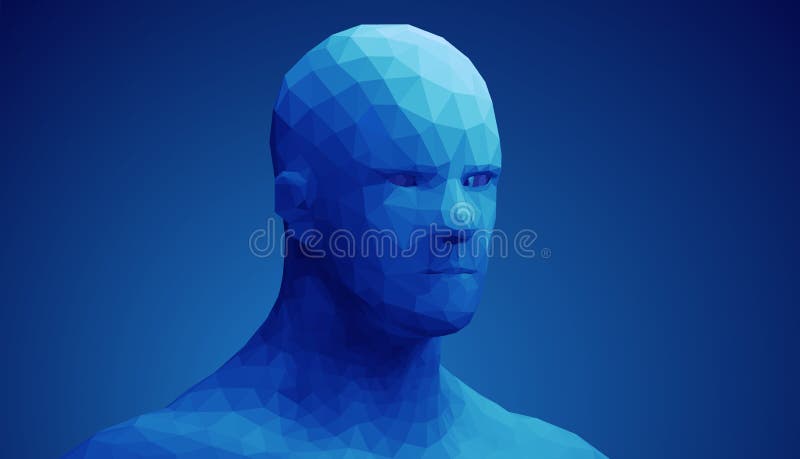 Human Head, Low Poly Style 3d Vector Wireframe Object Broken into ...