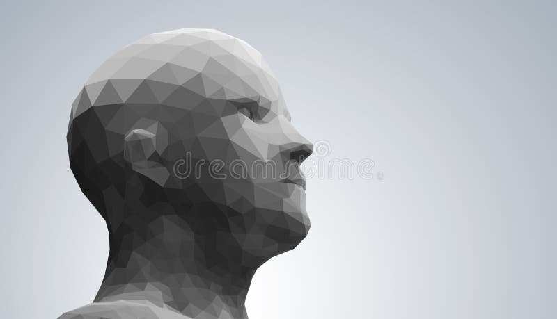 Human Head, Low Poly Style 3d Vector Wireframe Object Broken into ...