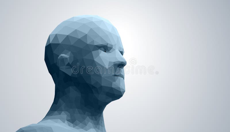 Human Head, Low Poly Style 3d Vector Wireframe Object Broken into ...