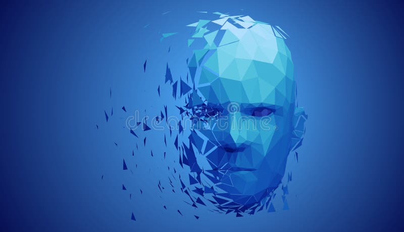 Human Head, Low Poly Style 3d Vector Wireframe Object Broken into ...
