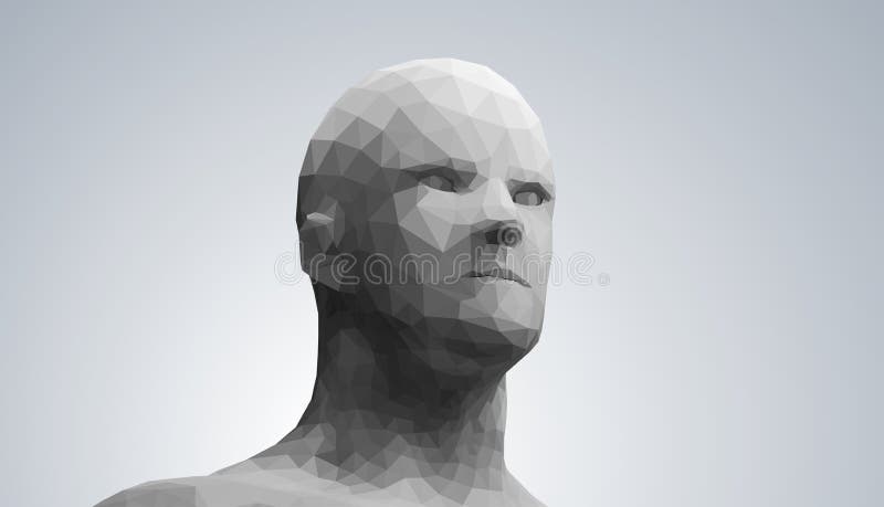 Human Head, Low Poly Style 3d Vector Wireframe Object Broken into ...