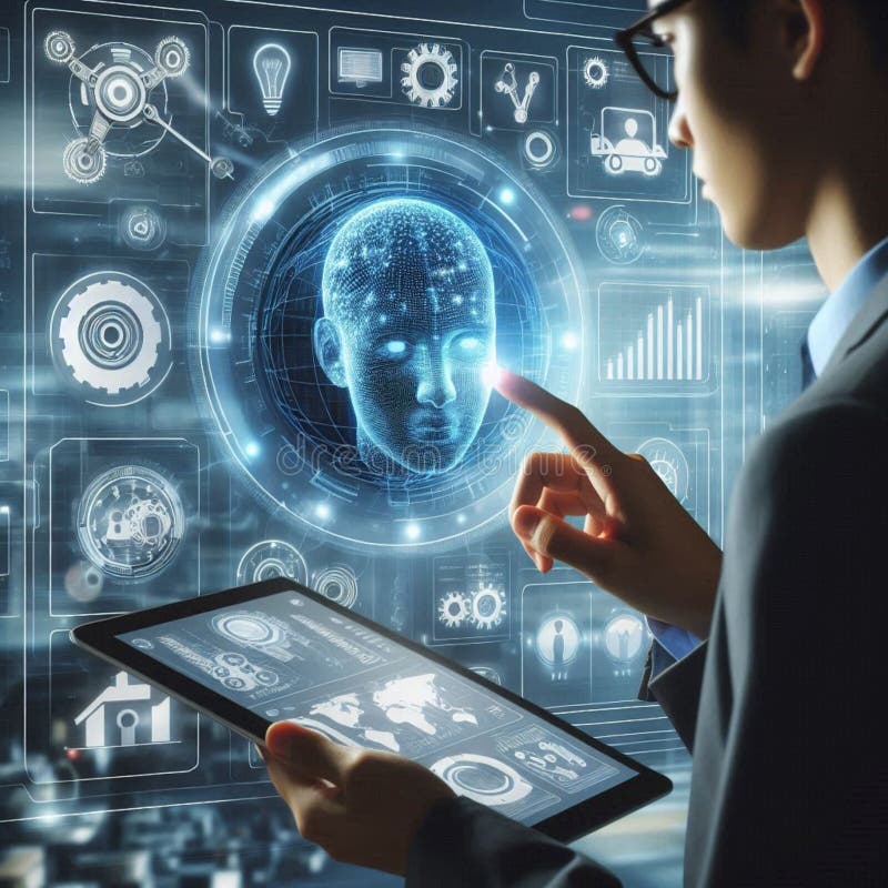 Human Head with a Luminous Brain Network. Digital Brain, Analysis ...