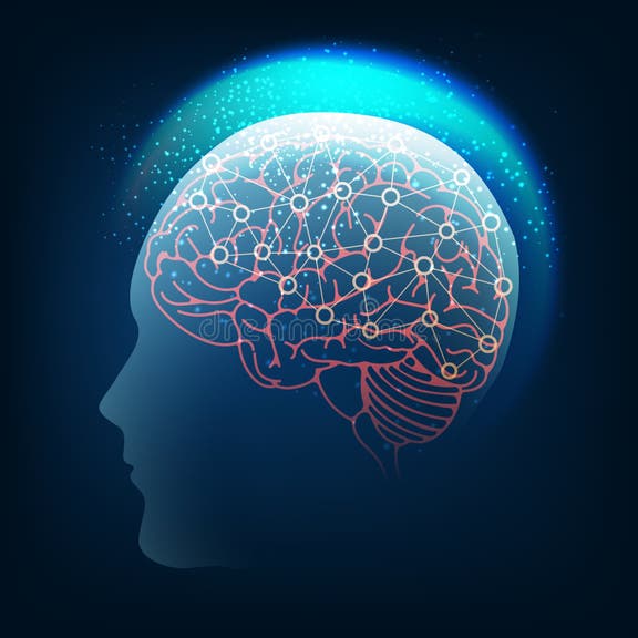 Human Head with Machine Brain Inside Stock Vector - Illustration of ...