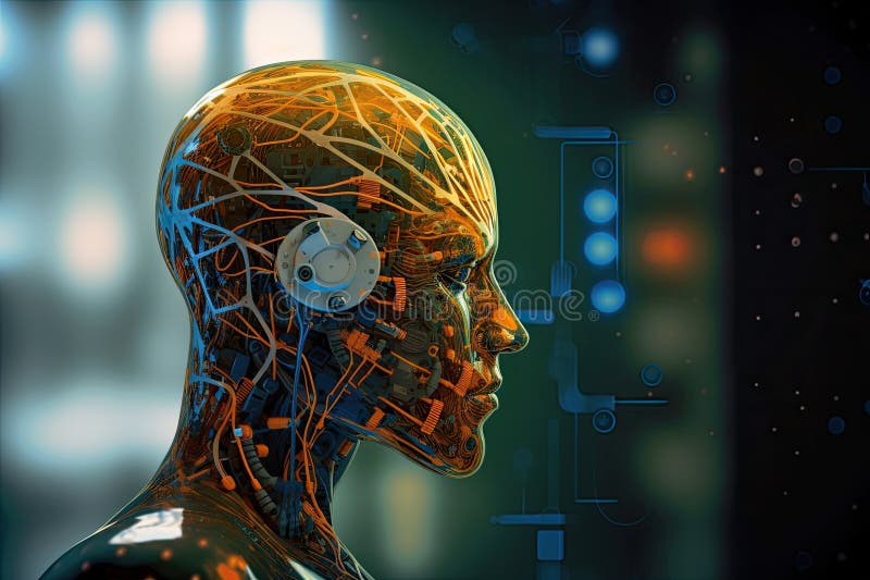 Human Head Made of Cogs and Circuits, Concept Image for Artifical ...