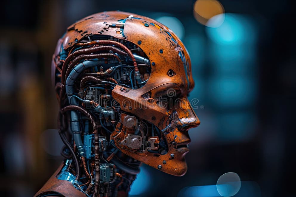 Human Head Made of Cogs and Circuits, Concept Image for Artifical ...