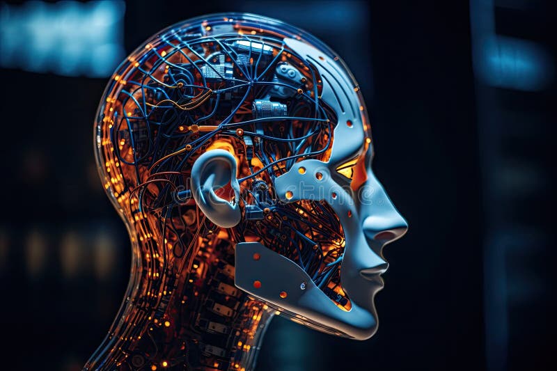 Human Head Made of Cogs and Circuits, Concept Image for Artifical ...