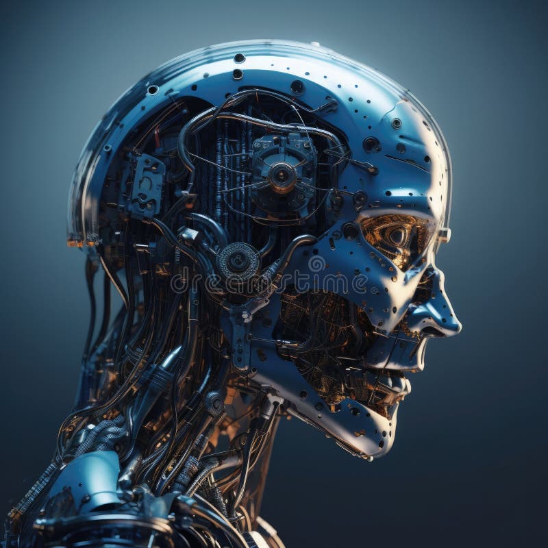 Human Head Made of Cogs and Circuits, Concept Image for Artifical ...
