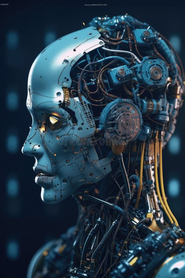 Human Head Made of Cogs and Circuits, Concept Image for Artifical ...