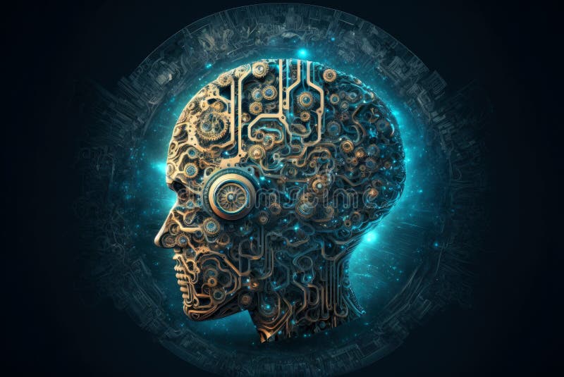 Human Head Made of Cogs and Circuits, Concept Image for Artifical ...