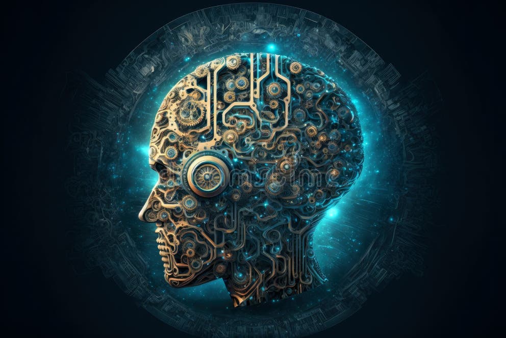 Human Head Made of Cogs and Circuits, Concept Image for Artifical ...