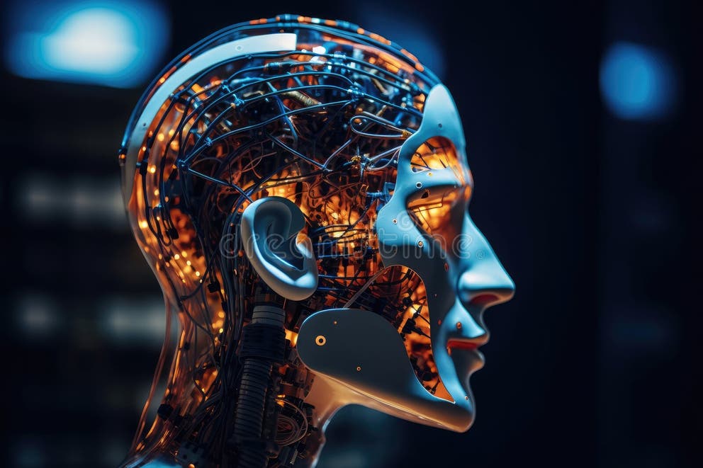 Human Head Made of Cogs and Circuits, Concept Image for Artifical ...