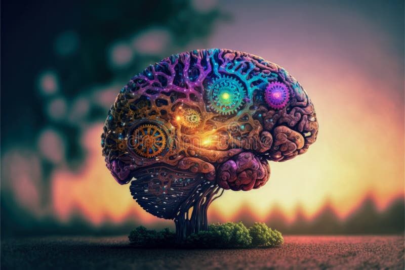 Human Head Profile with Cogs and Gears of Brain Stock Illustration ...