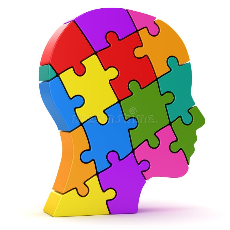 Human Head Made of Colorful Puzzle Pieces Stock Illustration ...