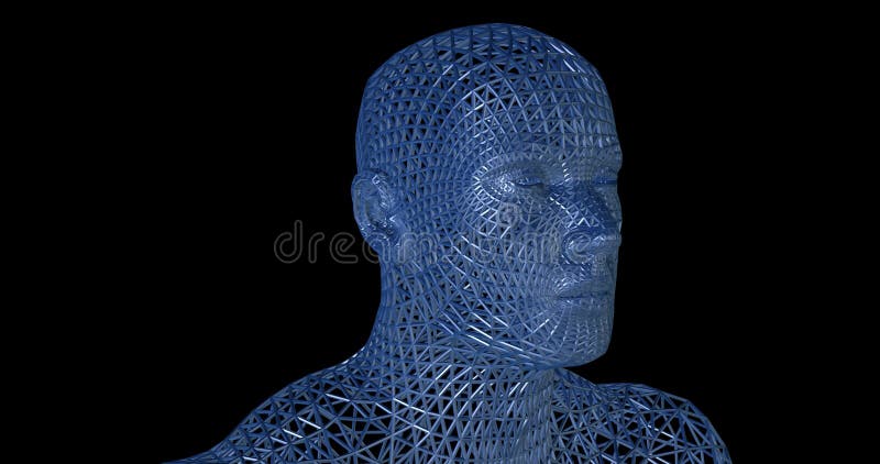 3d Model of Male Human Face. Head . Wireframe 3d Render Illustration ...