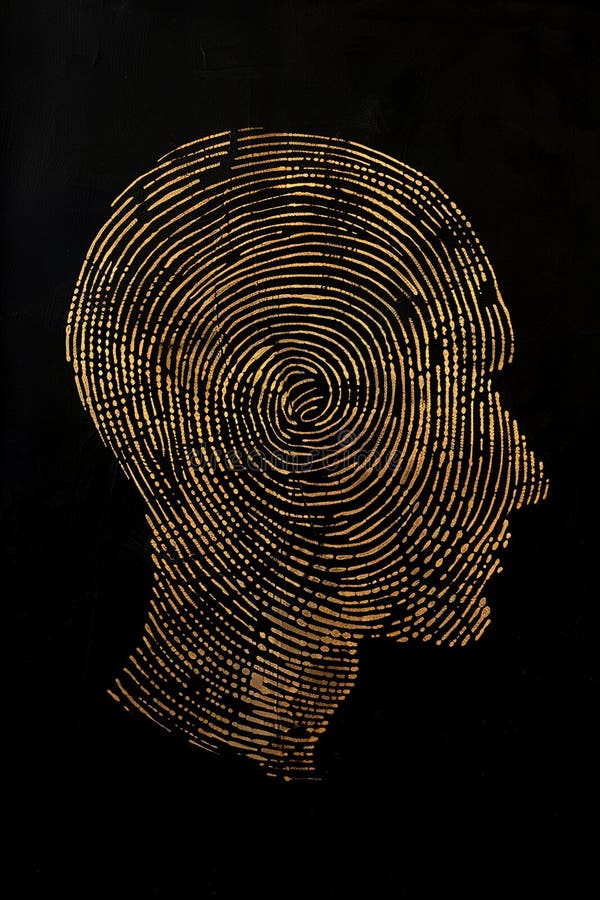 Human Head Made Out of a Fingerprint. Generative AI Stock Illustration ...