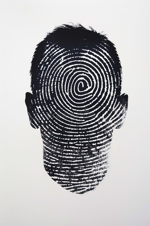 Human Head Made Out of a Fingerprint. Generative AI Stock Illustration ...
