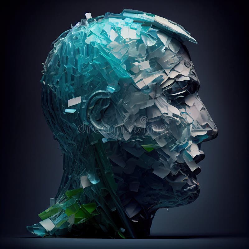 A Human Head Made of Plastic Garbage, Ecology Concept, Abstract ...