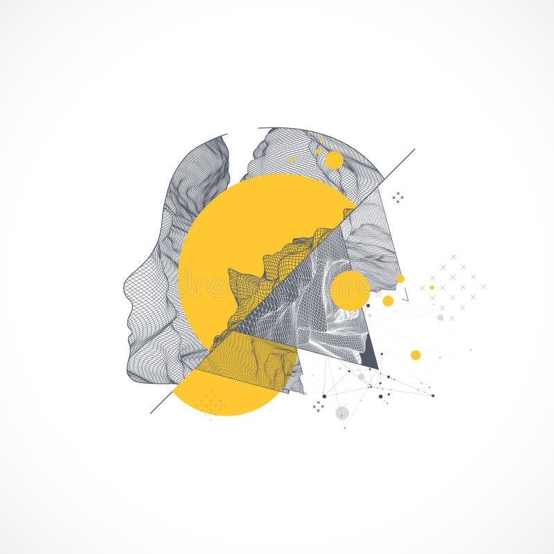 The Human Head is Made in the Style of a Frame with Art Elements. Hand ...