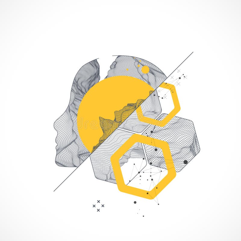 The Human Head is Made in the Style of a Frame with Art Elements. Hand ...