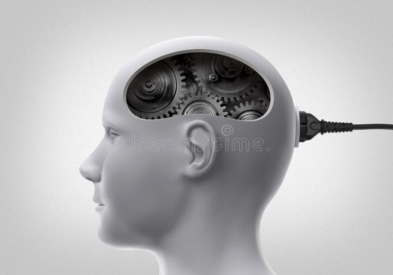 Human Head with Mechanical Brain Stock Photo - Image of concept, cyber ...