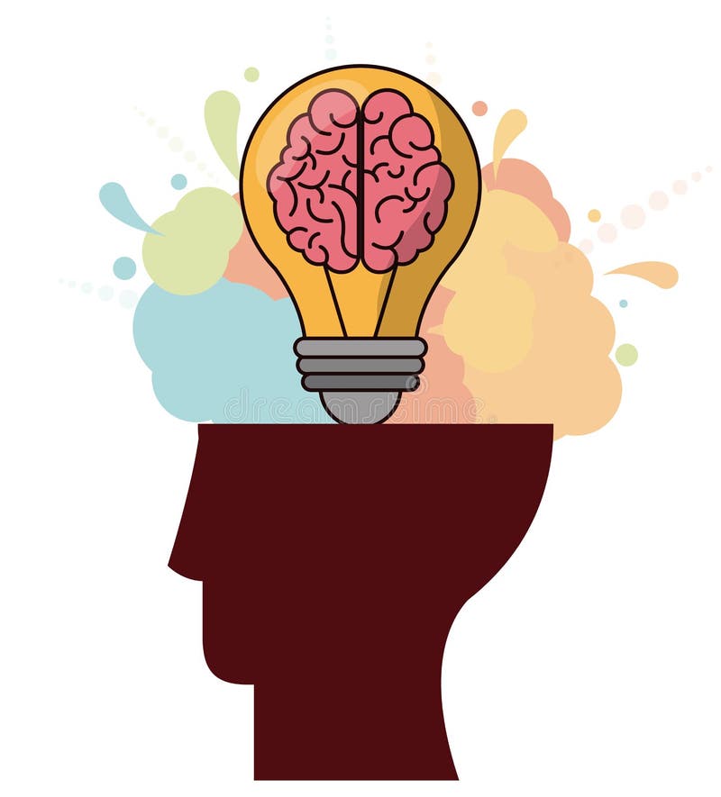 Human Head Mind Bulb Brain Creativity Design Stock Vector ...