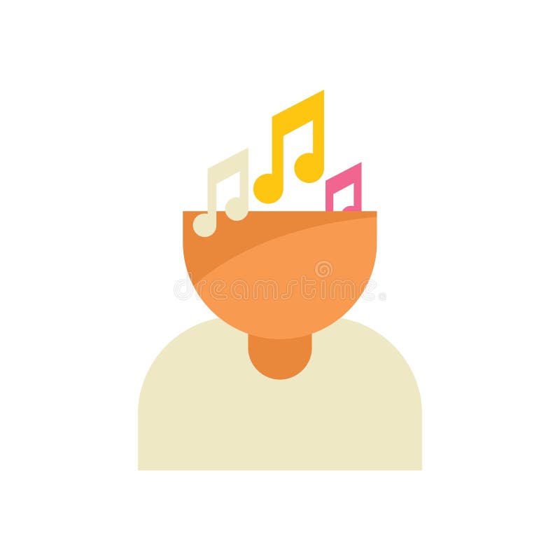Human Head with Music Notes Playing Representing Musical Thinking Stock ...