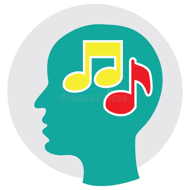 Human Head with Musical Notes. Vector Illustration Decorative Design ...