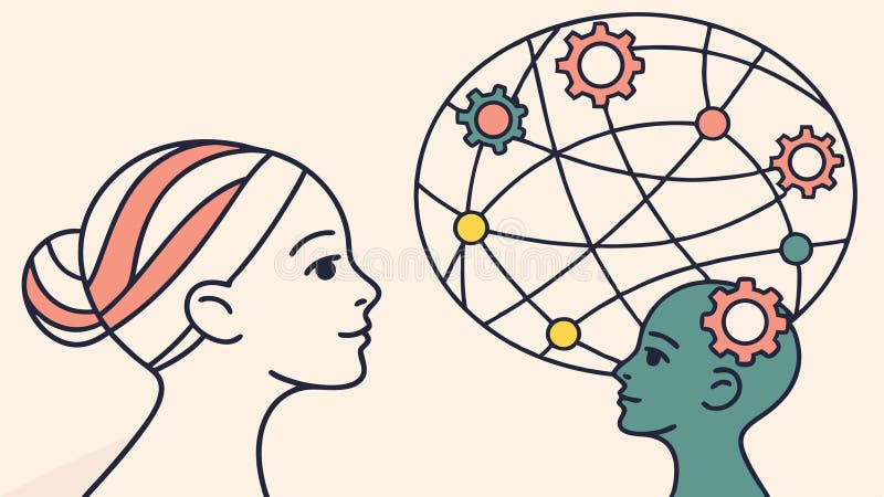 Human Head with Network Connections, Mind and Technology, Vector Design ...