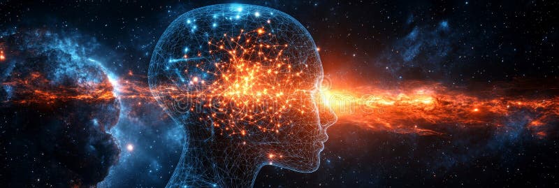 Human Head Network Intertwined with Cosmic Energy, Universe Background ...