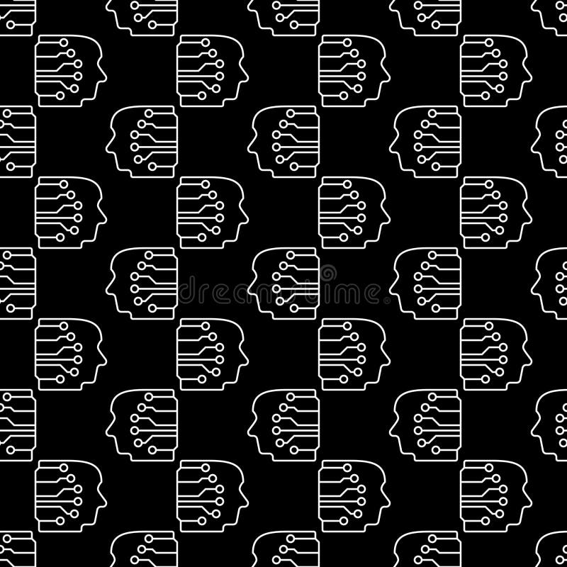 Human Head with Neural Network Vector AI Concept Line Dark Seamless ... Human Head with Neural Network Vector AI Concept Line Dark Seamless ...