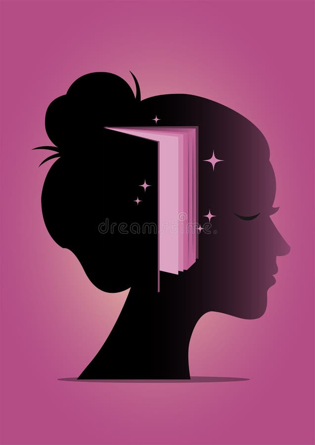 Human Head with Open Book Learning Concept Vector Ilustration Stock ...