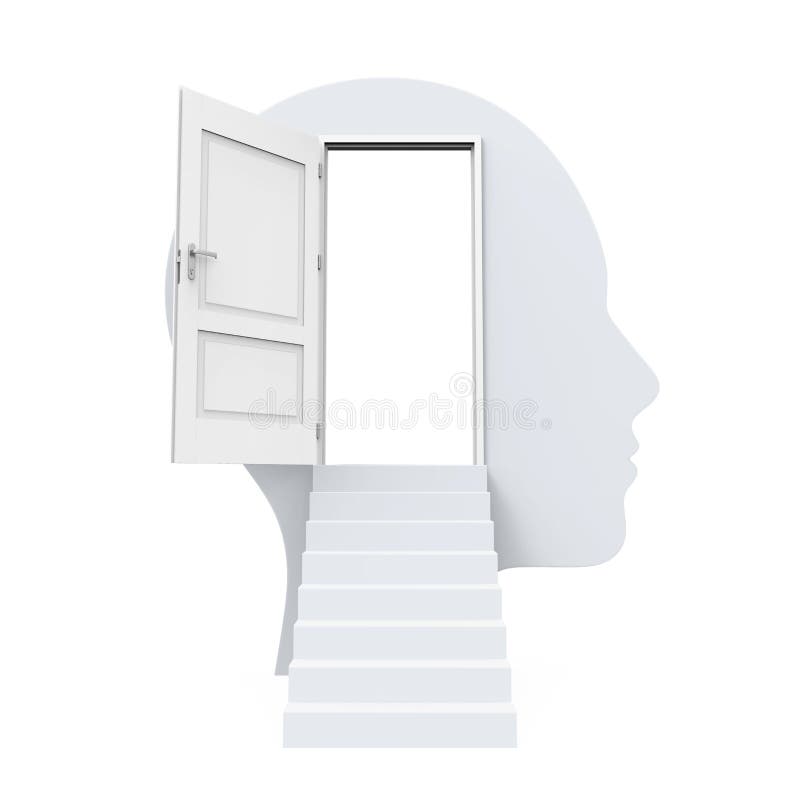 Human Head with an Open Door Stock Illustration - Illustration of ...