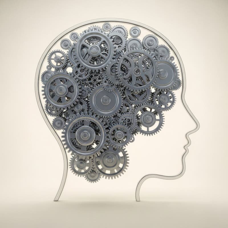 Human Head Outline Filled with Interlocking Metal Gears and Cogs ...