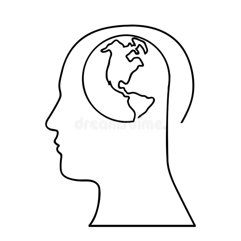 Human Head with Planet Earth Icon Image Stock Vector - Illustration of ...