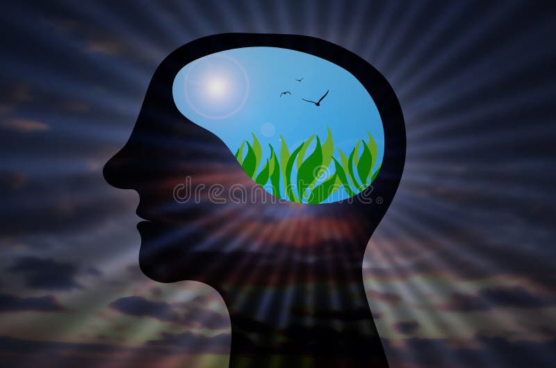 Human Head with Positive Imagination. Think Positive Brain Power and ...