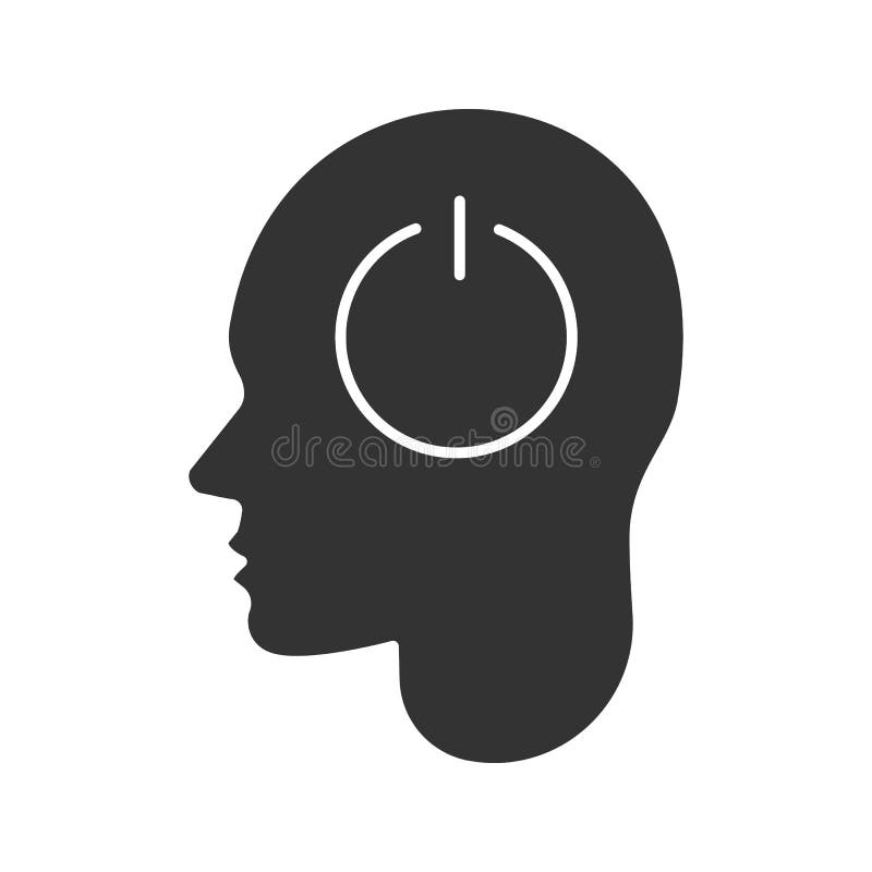 Human Head with Power Button Inside Glyph Icon Stock Vector ...