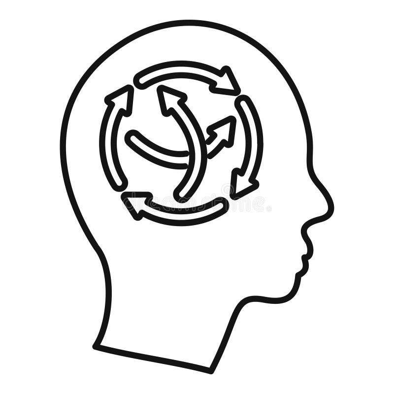 Human Head Profile with Arrows Thinking Concept Icon Stock Illustration ...