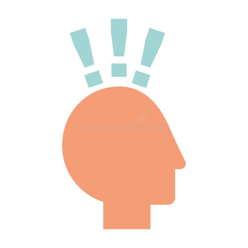 Human Head With Exclamation Mark Symbol Stock Vector - Illustration of ...