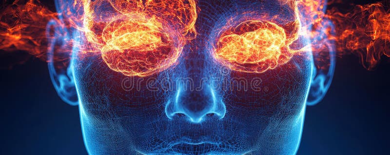 Human Head Profile with Illuminated Brain and Neural Network Visuals ...