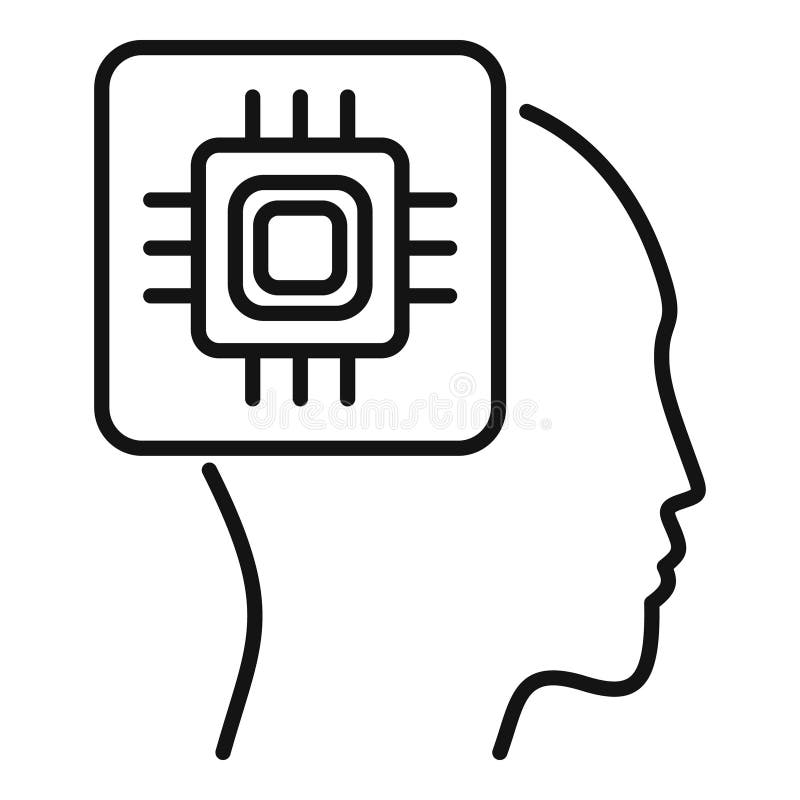 Human Head Profile with Microchip Showing Artificial Intelligence Stock ...