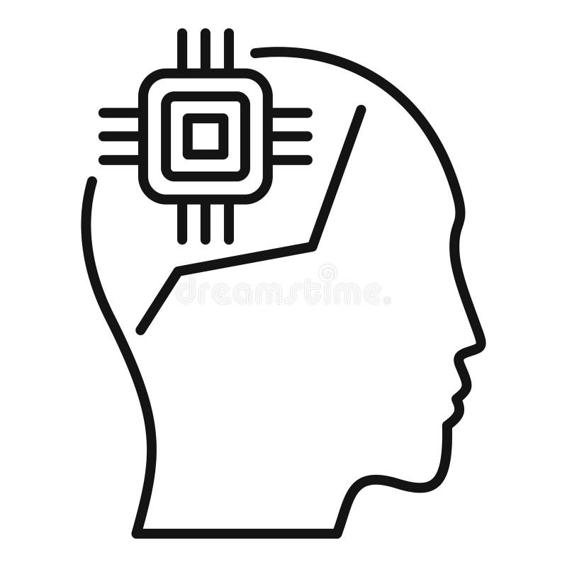 Human Head Profile Showing Cpu Processing Data Stock Illustration ...