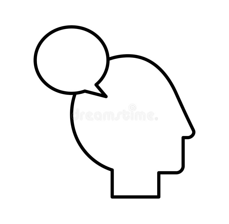 Human Head Profile with Speech Bubble Stock Vector - Illustration of ...
